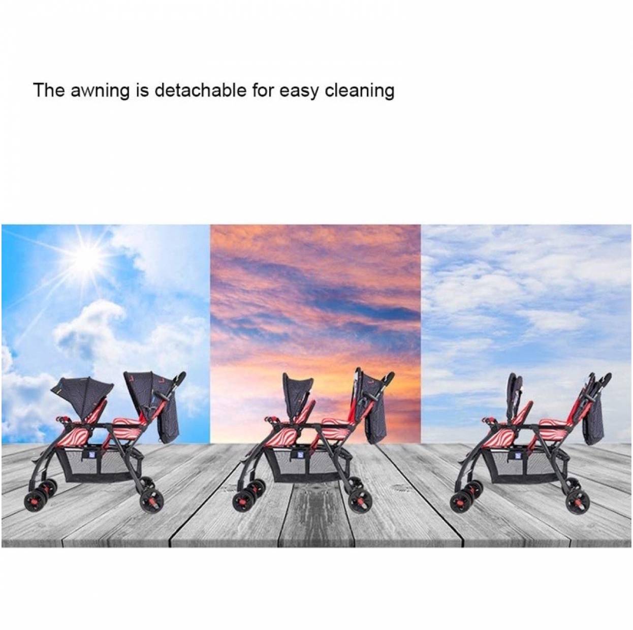 Double Stroller Lightweight Foldable Twin Stroller Multifunctional ...